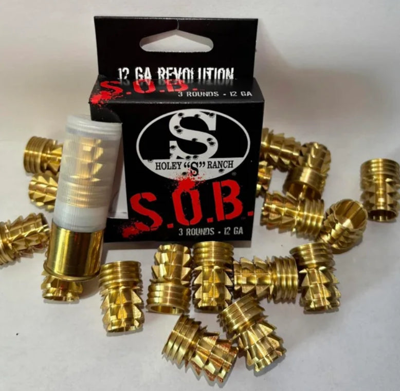 12g S.O.B.-Solid Brass Collapsing Projectile – Hickory Flat Boars